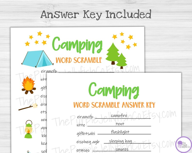 Camping Word Scramble, Kids Camping Activity, Camping Game for Kids ...