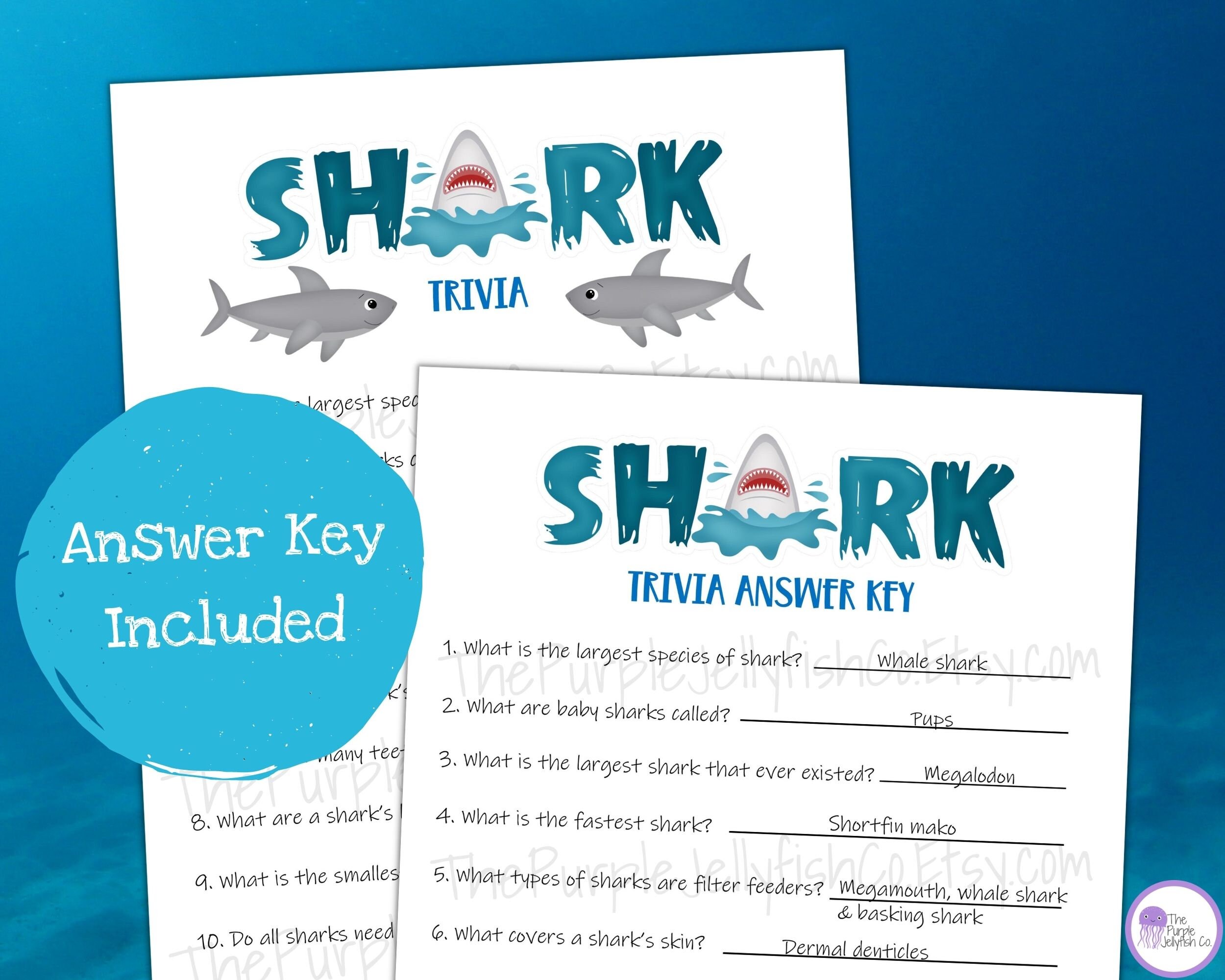 Shark Trivia Questions and Answers, Printable Trivia for Kids, Shark ...