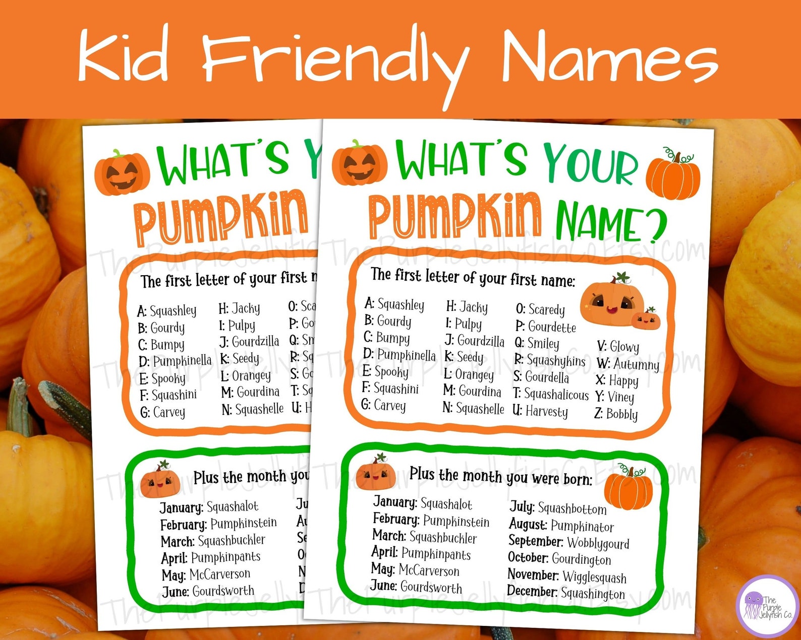 What's Your Pumpkin Name Game Fall Activity Printable - Etsy
