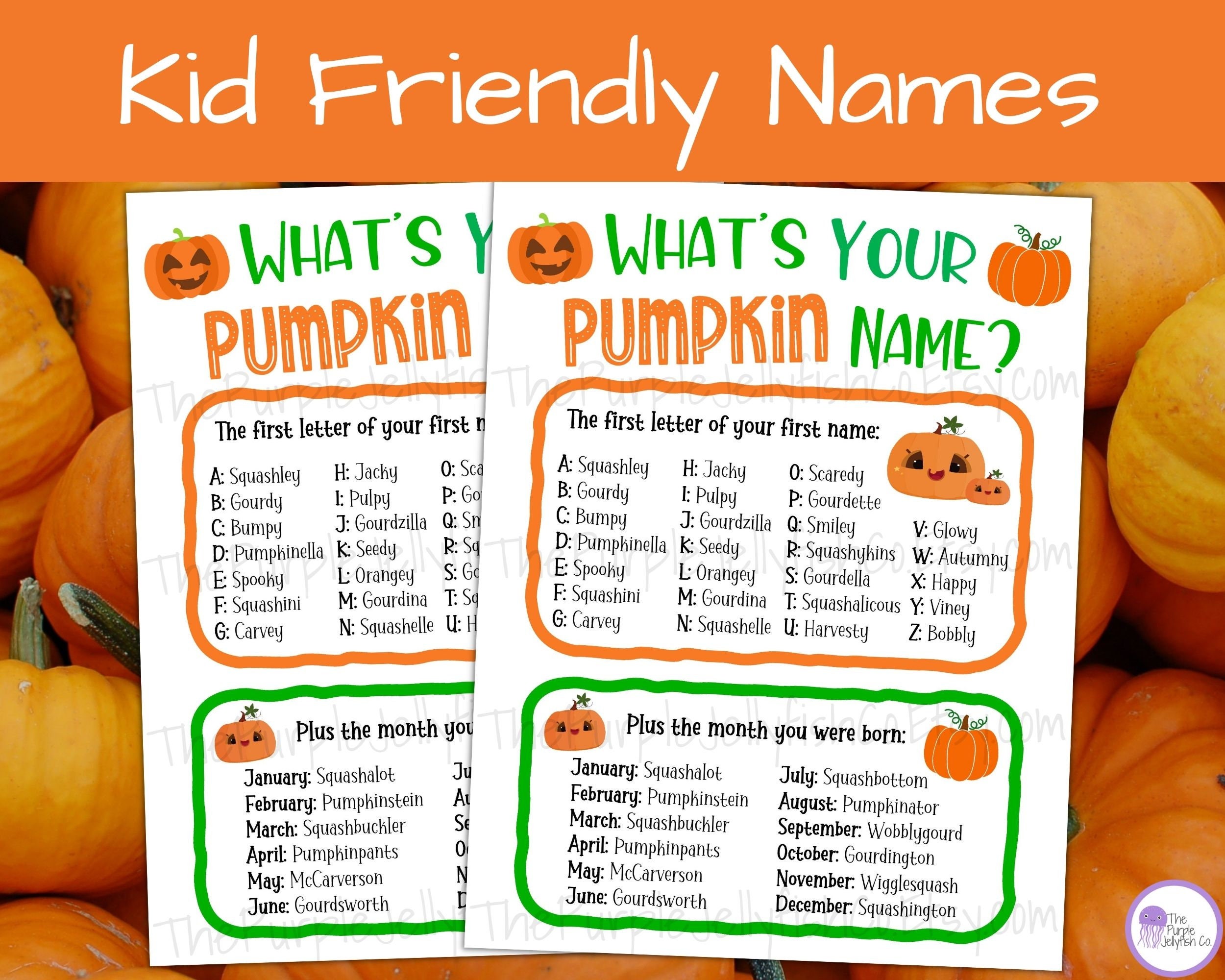 What's Your Pumpkin Name Game Fall Activity Printable - Etsy