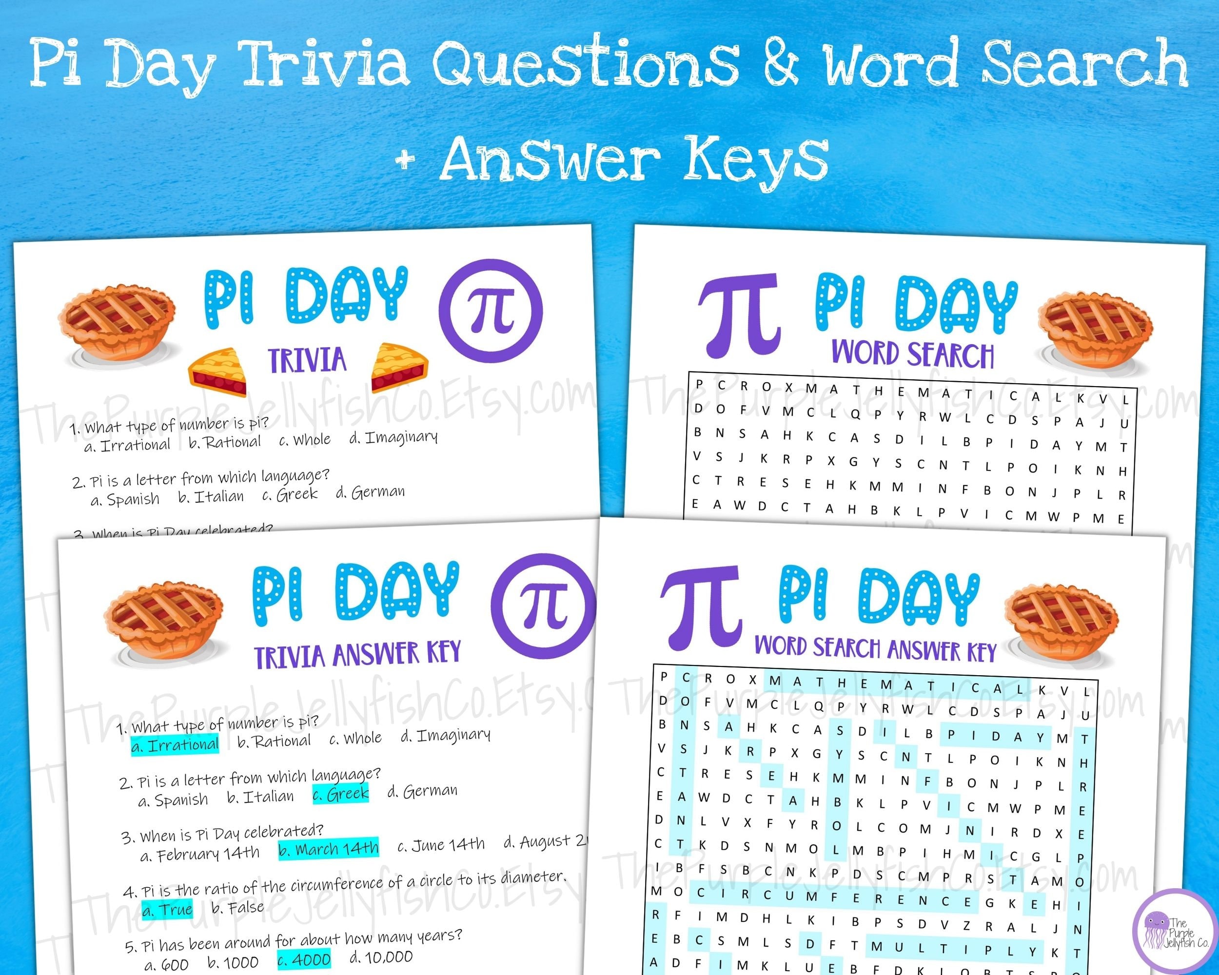 Pi Day Activities for Kids & Adults, Printable Pi Day Games, Math ...