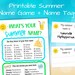 Whats Your Summer Name Game Sign + Name Tags, Printable Summer ...