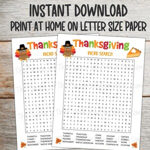 Thanksgiving Word Search, Printable Thanksgiving Games, Fall Worksheet ...