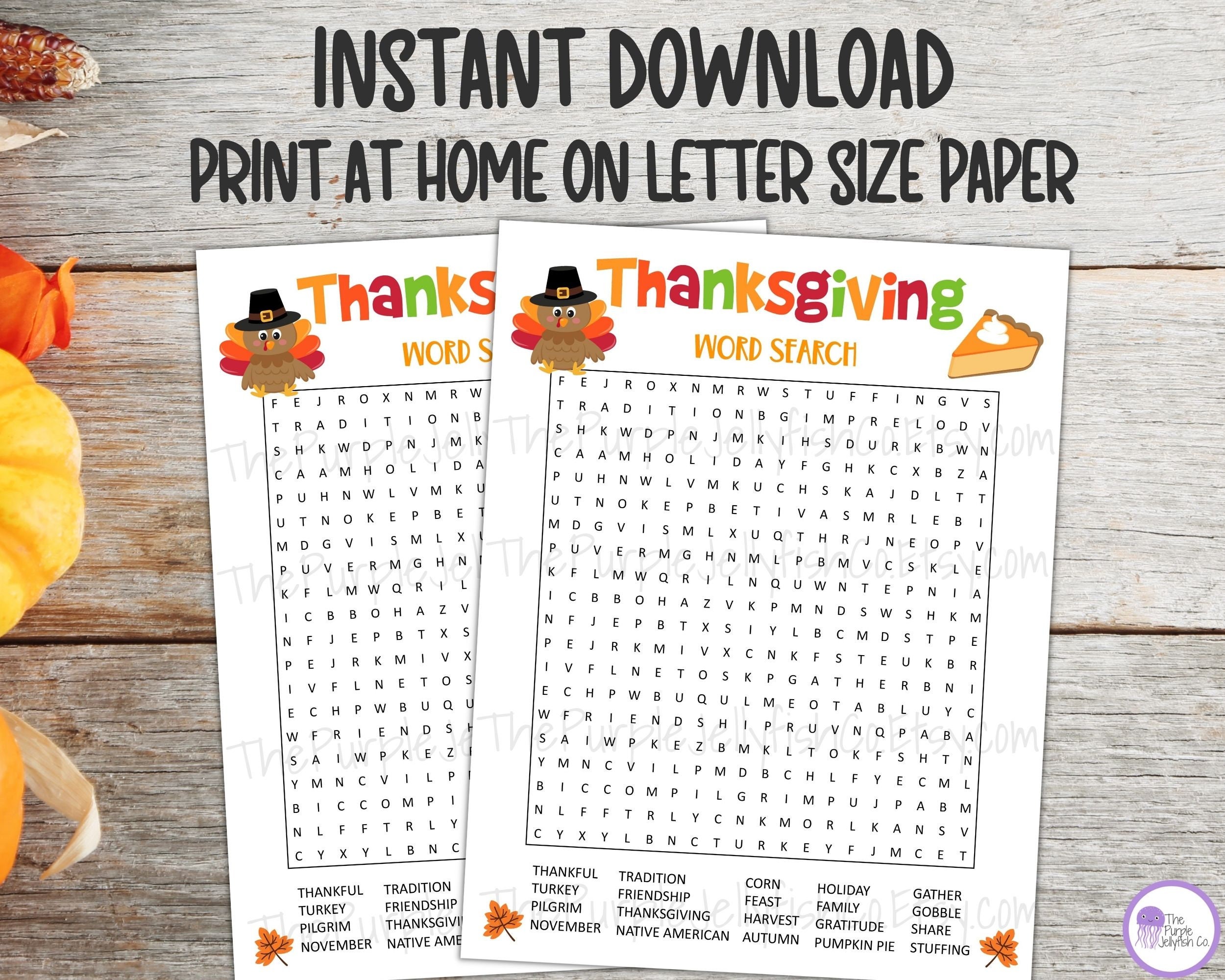 Thanksgiving Word Search, Printable Thanksgiving Games, Fall Worksheet ...