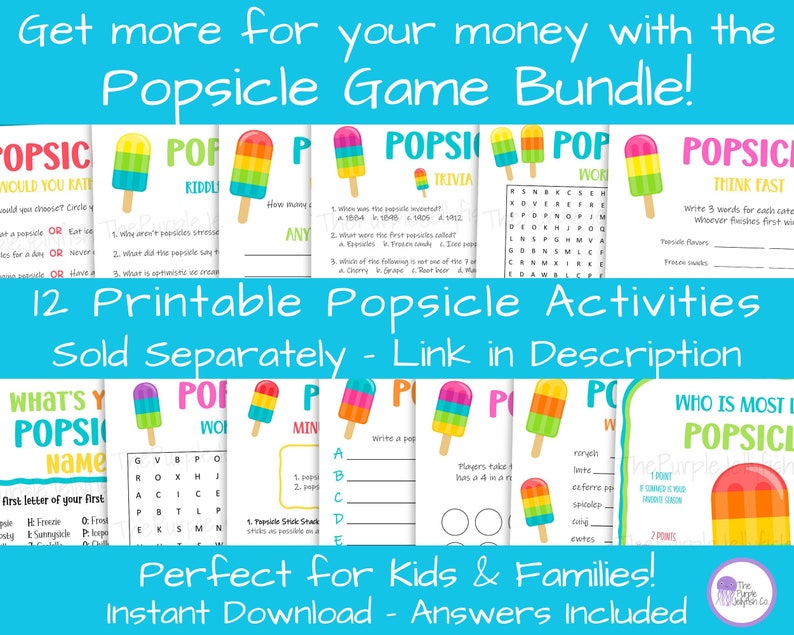Popsicle Word Search Puzzle, Fun Summer Activity for Kids Teens ...