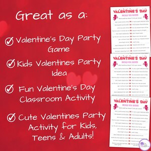 Would You Rather Valentine's Day Game, Printable Valentines Activity ...
