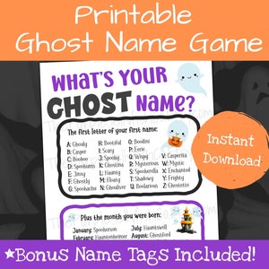 What's Your Ghost Name Game Printable Halloween Activity for Kids, Cute ...
