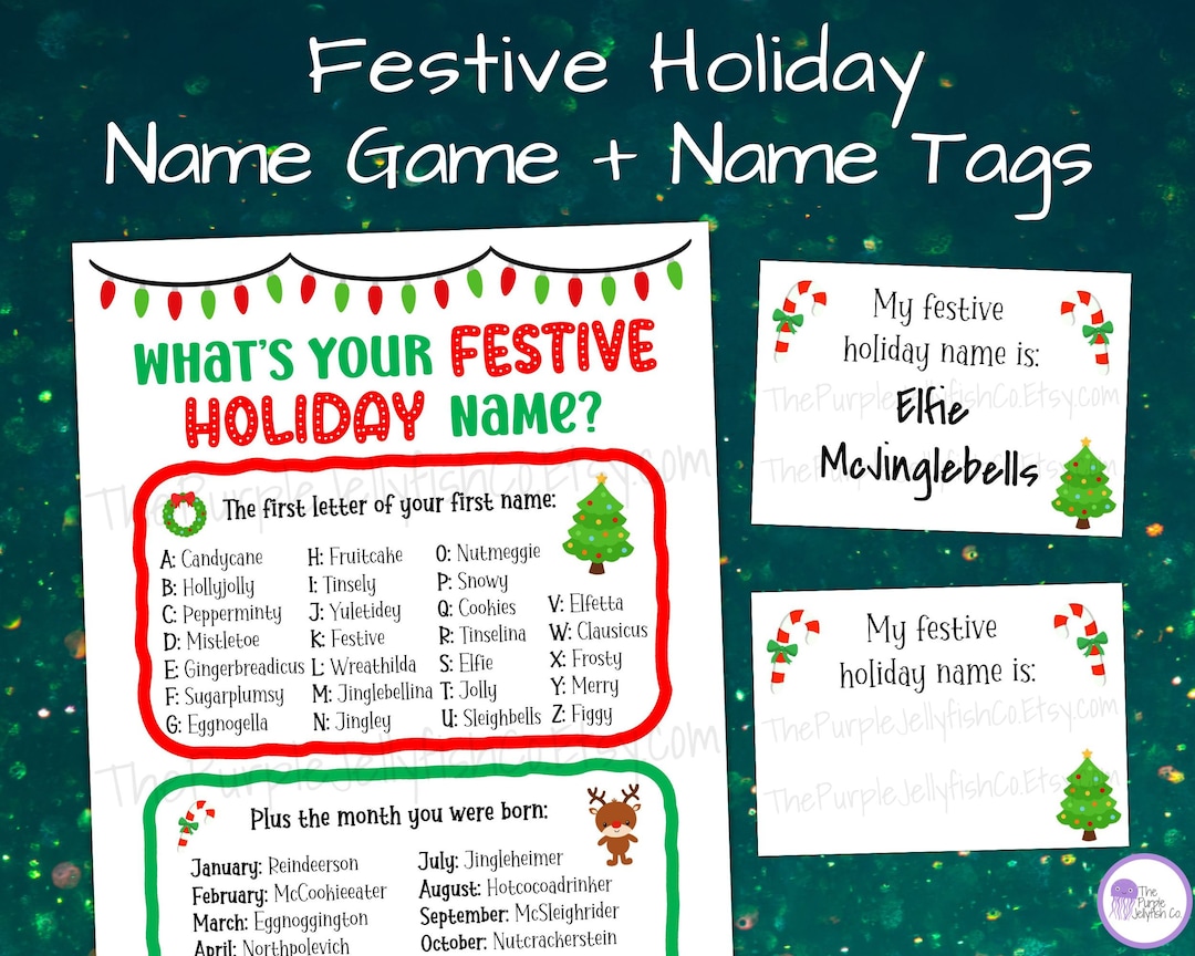 Christmas Name Game + Name Tags, What's Your Name Game Festive Holiday ...