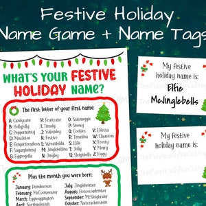 Christmas Name Game + Name Tags, What's Your Name Game Festive Holiday ...