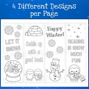 Winter Coloring Bookmark, Color Your Own Bookmarks, Christmas Activity ...