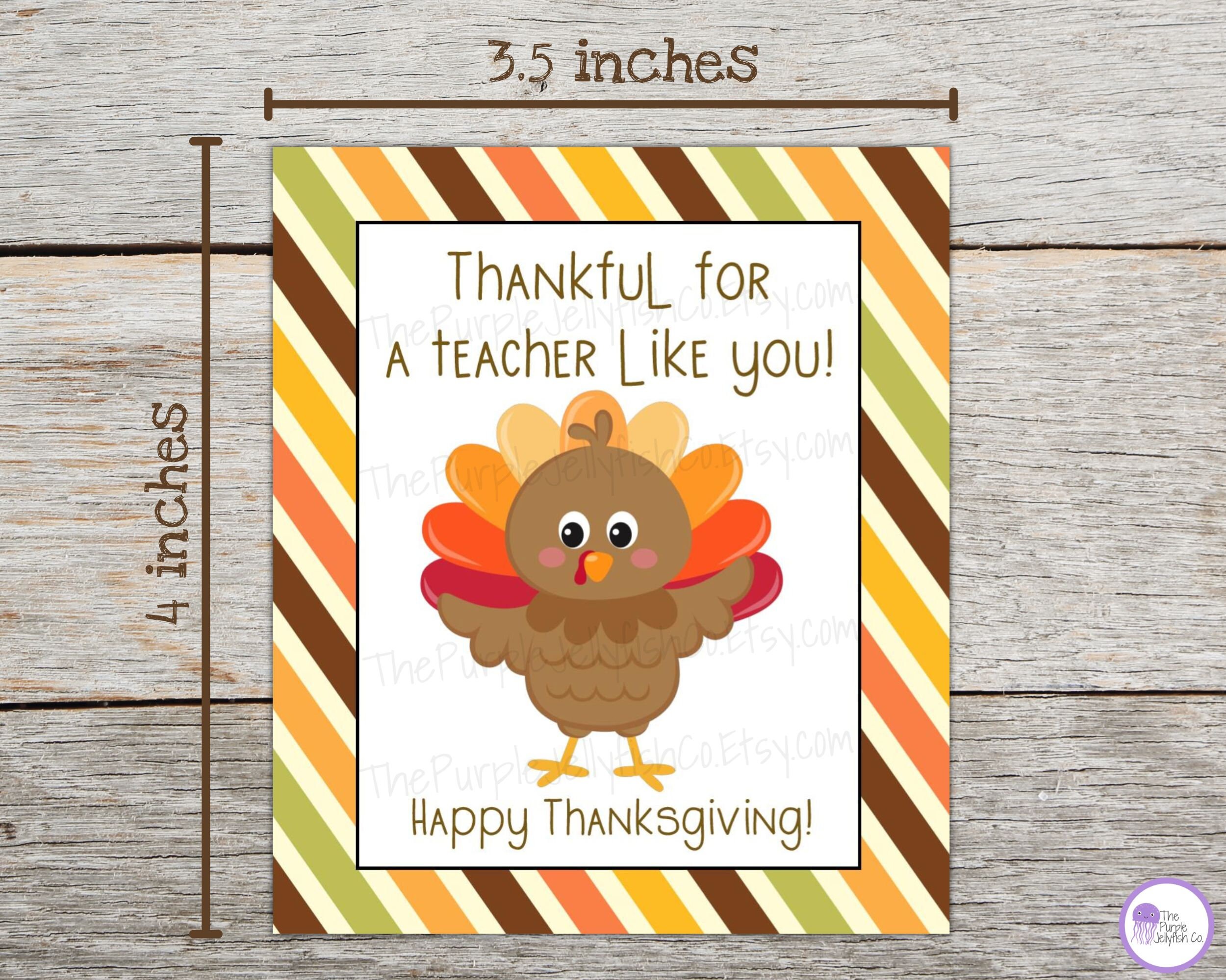 Thankful for Teacher Gift Tag, Thanksgiving Teacher Tag, Teacher ...
