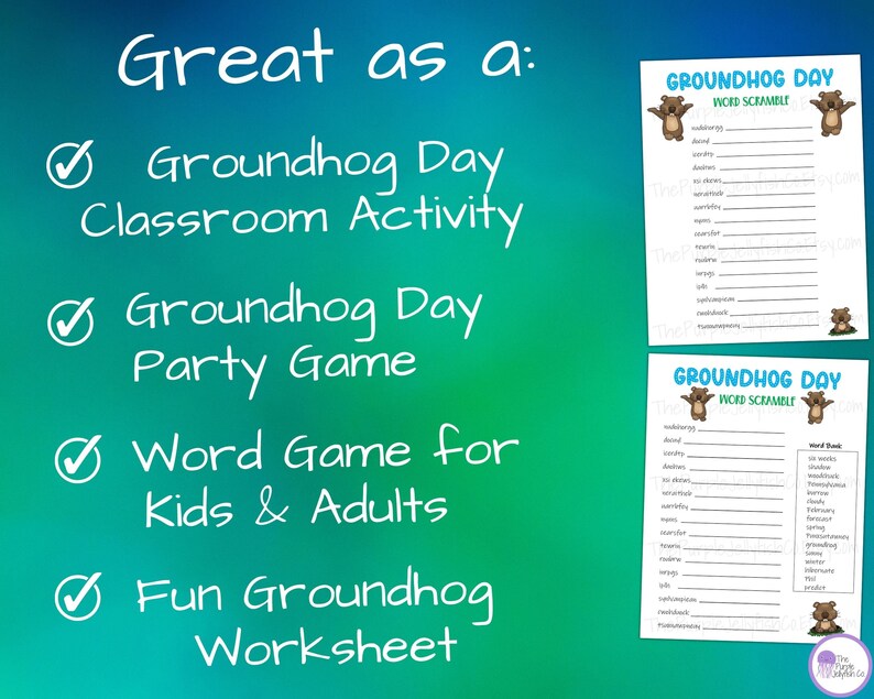Groundhog Day Word Scramble for Kids, Printable Groundhog Activity ...