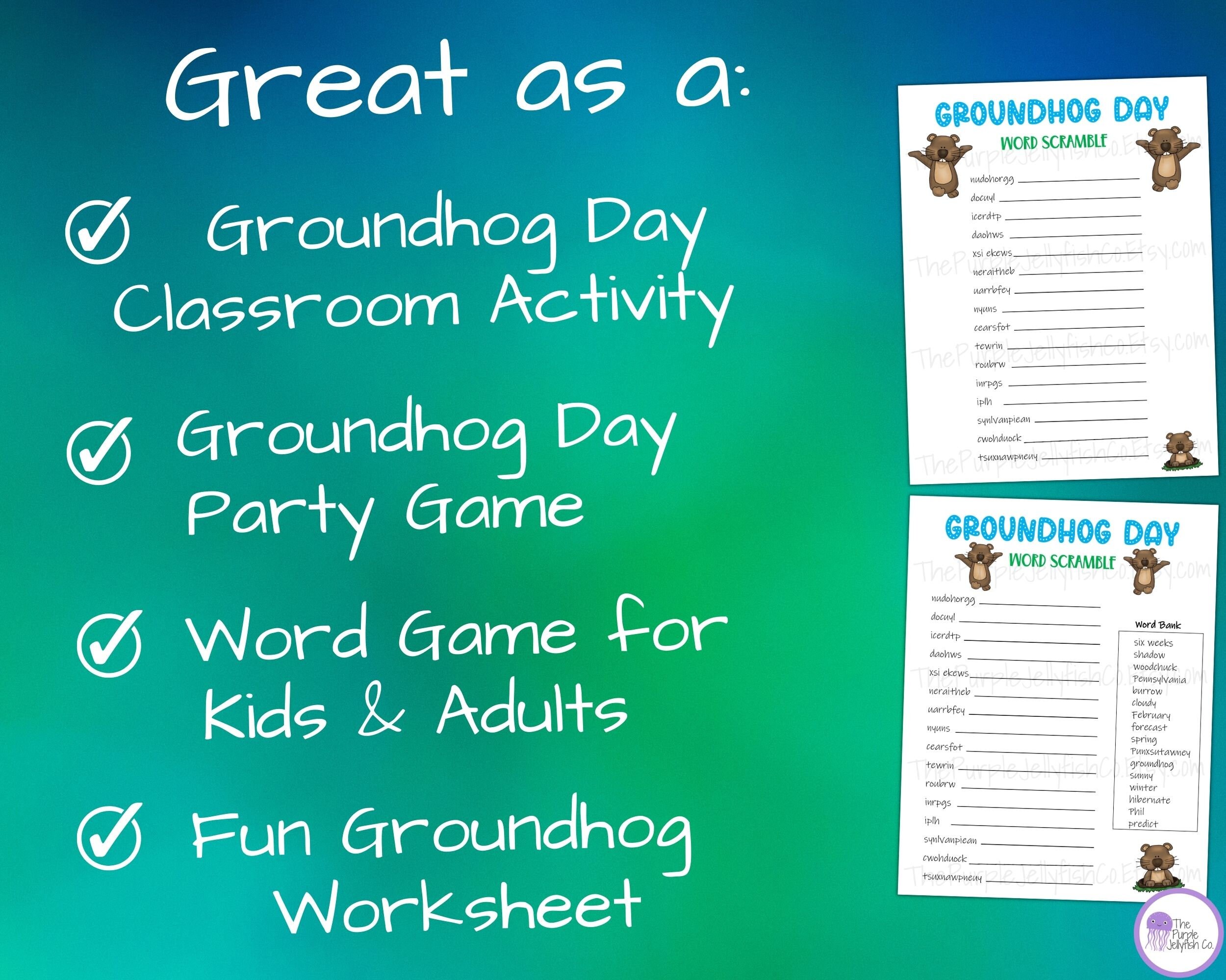 Groundhog Day Word Scramble for Kids, Printable Groundhog Activity ...