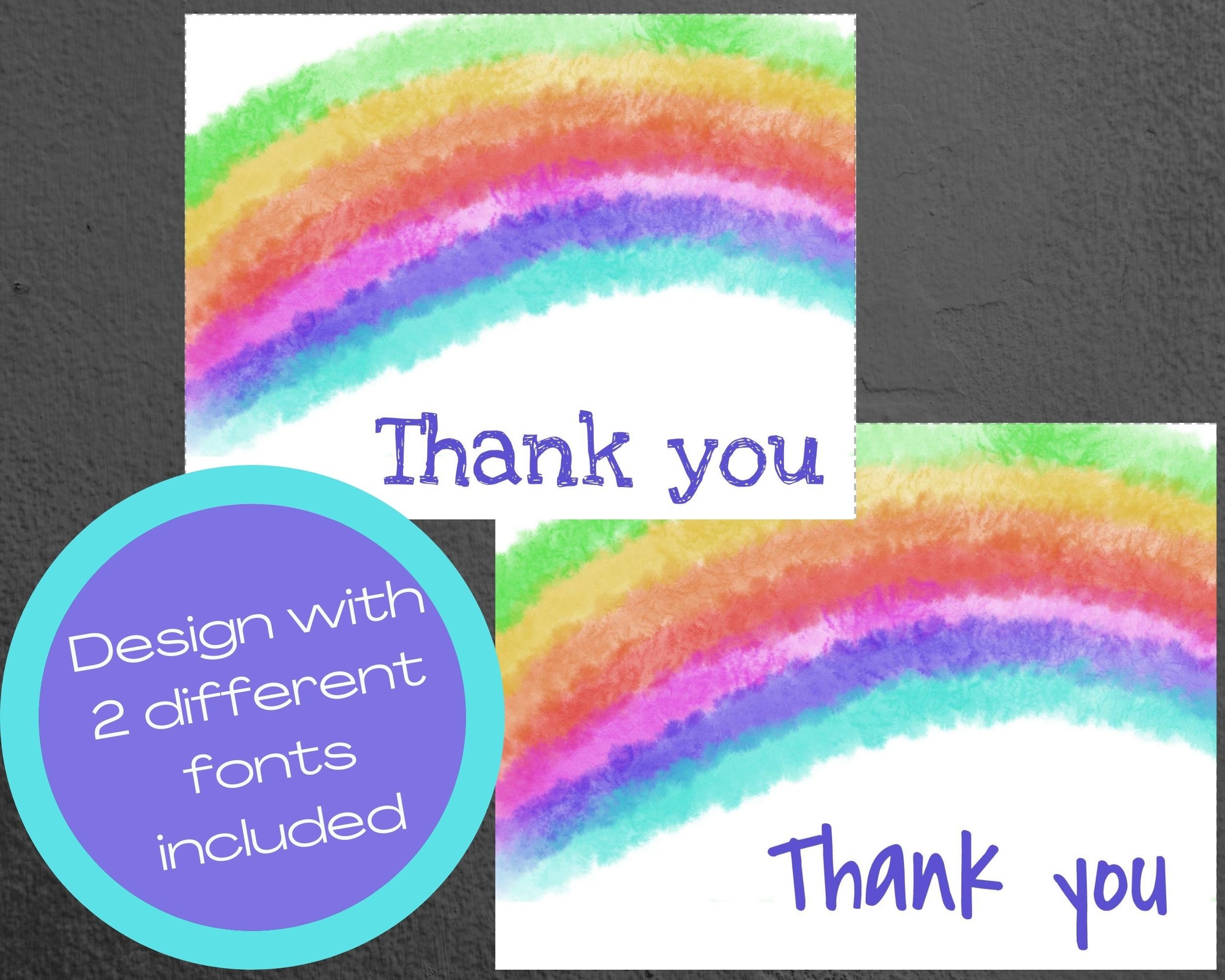 Printable Rainbow Thank You Card Rainbow Thank You Postcard | Etsy