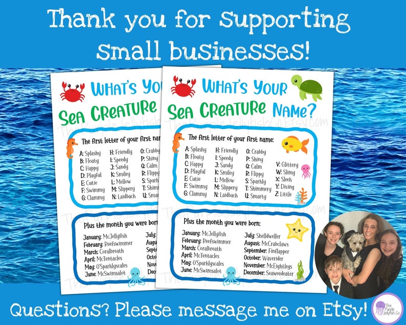 Under the Sea Name Game, Ocean Theme Party Decor, Under the Sea Party ...