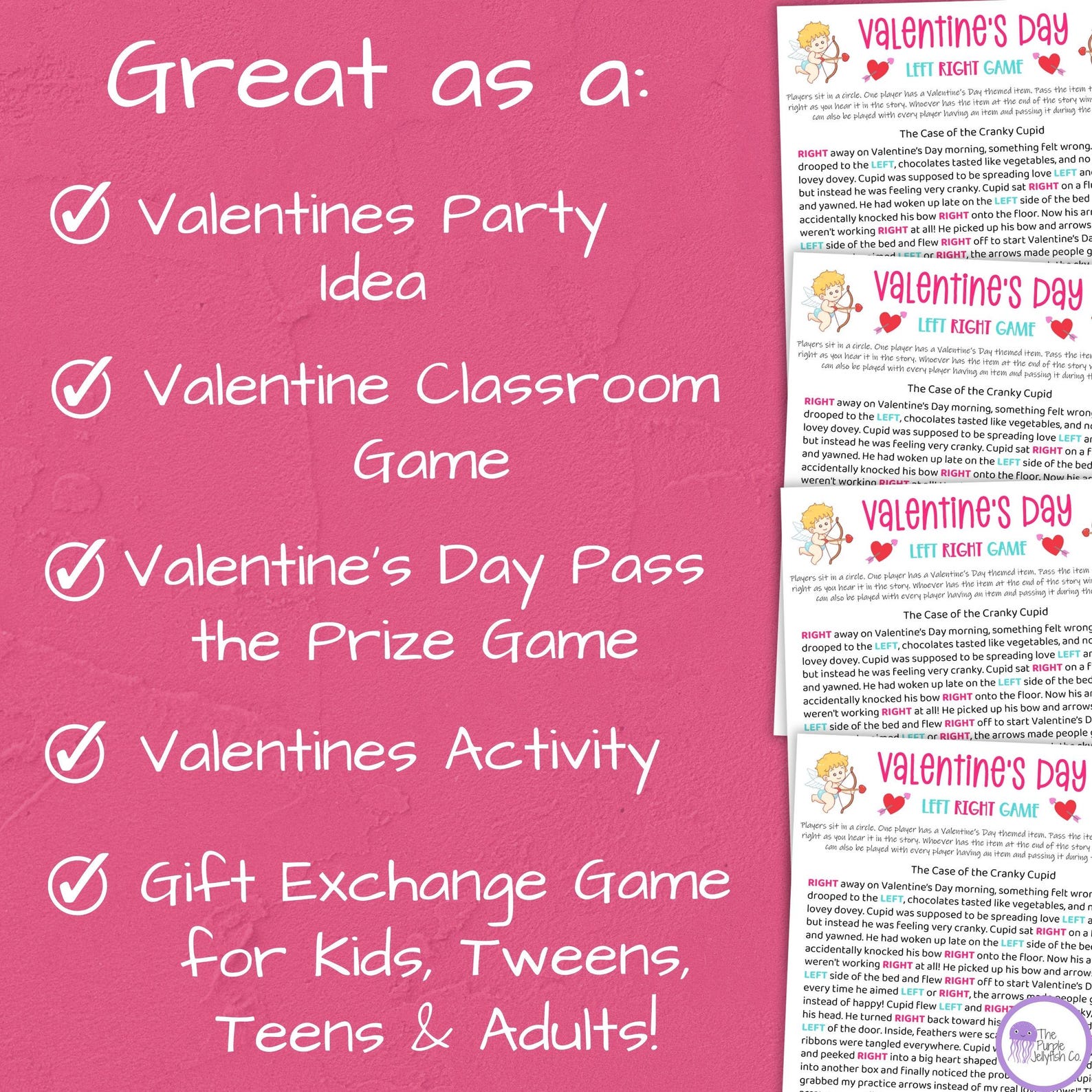 Valentines Left Right Game for Kids, Classroom Valentine Gift Exchange ...