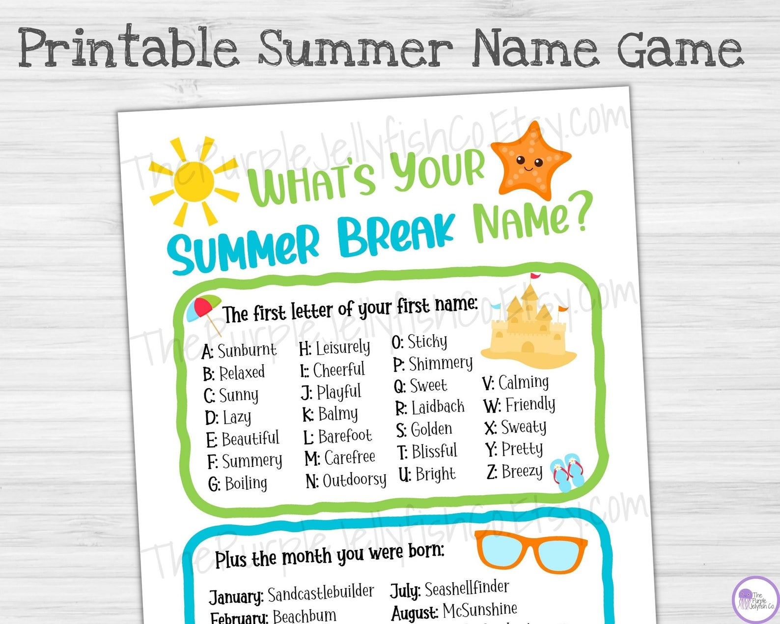 What's Your Summer Break Name Summer Name Game Printable - Etsy