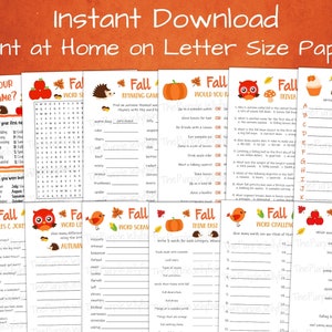 Fall Games Printable, Fall Activities for Kids & Adults, Fun Fall Game ...