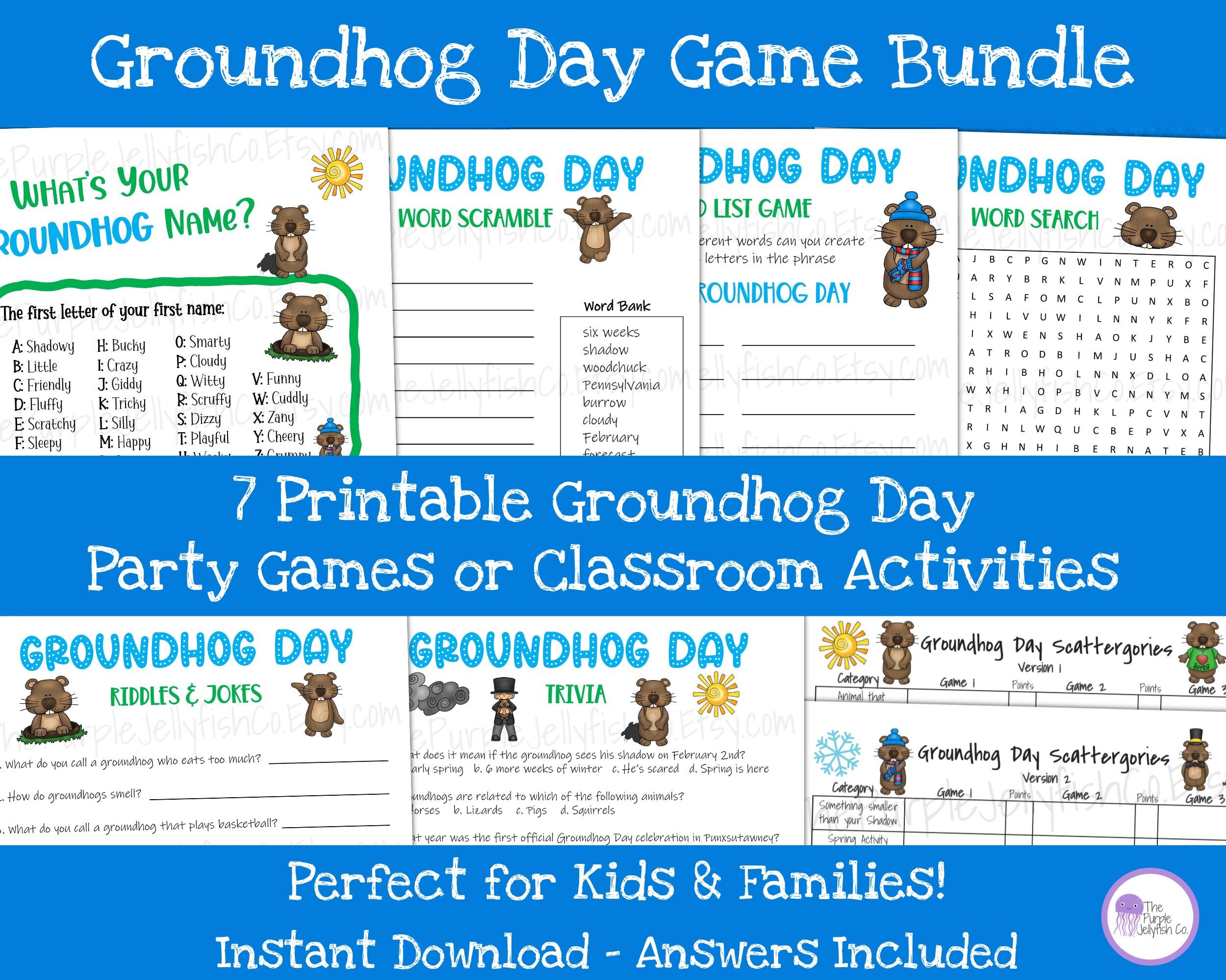 Groundhog Day Game Bundle, Groundhog Activities for Kids Printable ...