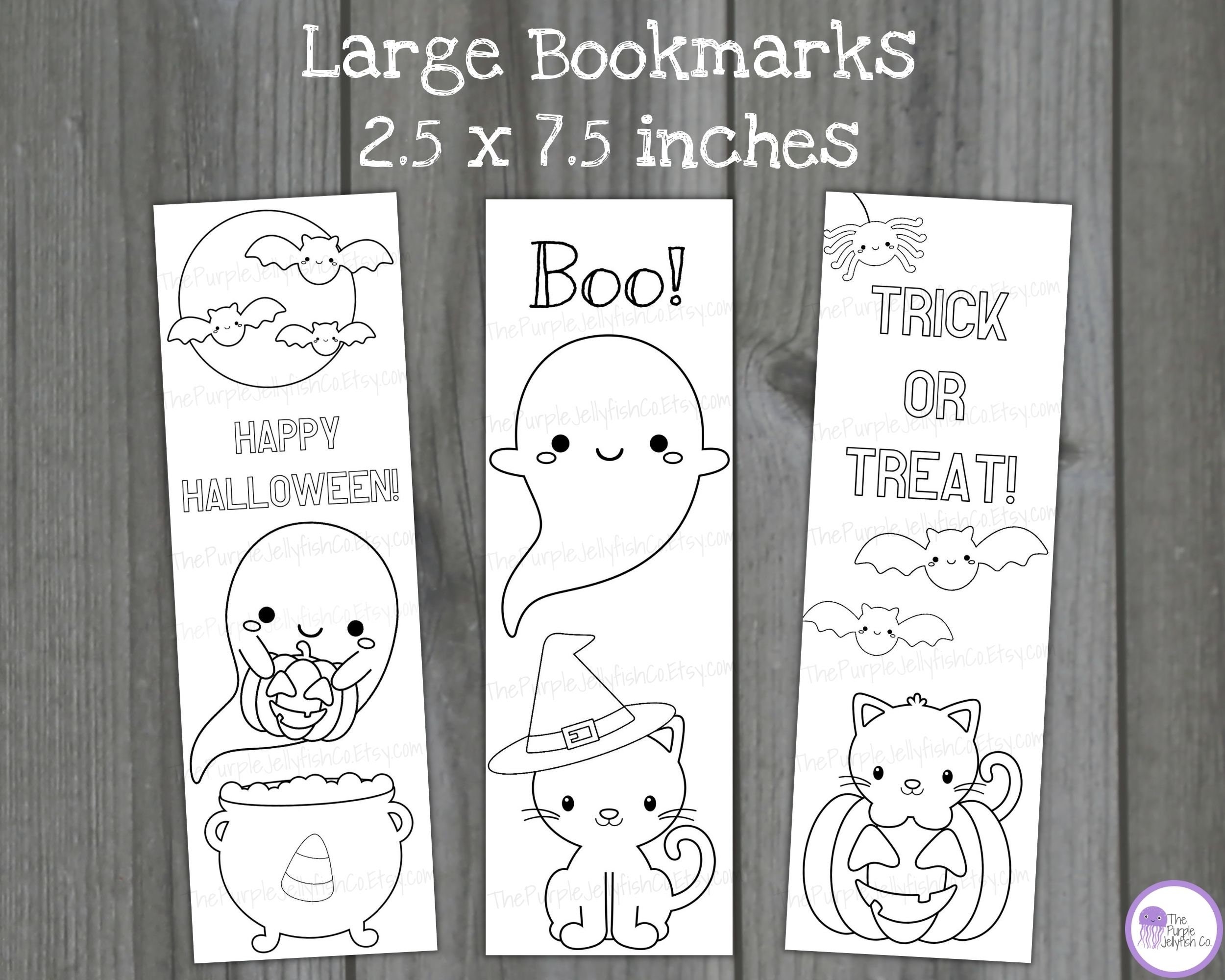 Halloween Coloring Bookmarks for Kids, Halloween Bookmark Printable ...