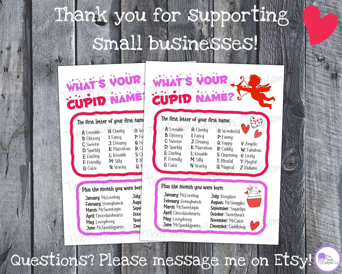 What's Your Cupid Name Game, Valentines Day Activity for Kids ...