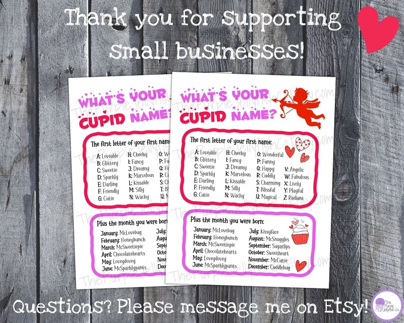 What's Your Cupid Name Game, Valentines Day Activity for Kids ...