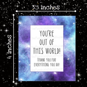Out of This World Appreciation Gift Tags, Outer Space Themed Printable ...