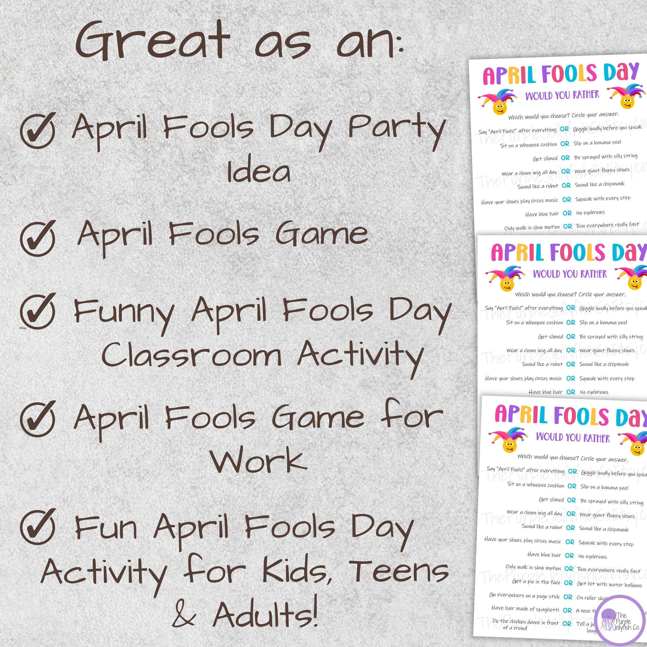 April Fool's Day Would You Rather Game Printable, This or That ...