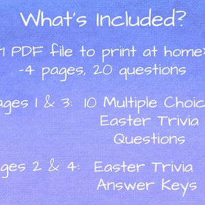 Easter Trivia Game Printable, Easter Activities for Kids & Adults ...