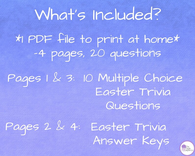 Easter Trivia Game Printable, Easter Activities for Kids & Adults ...