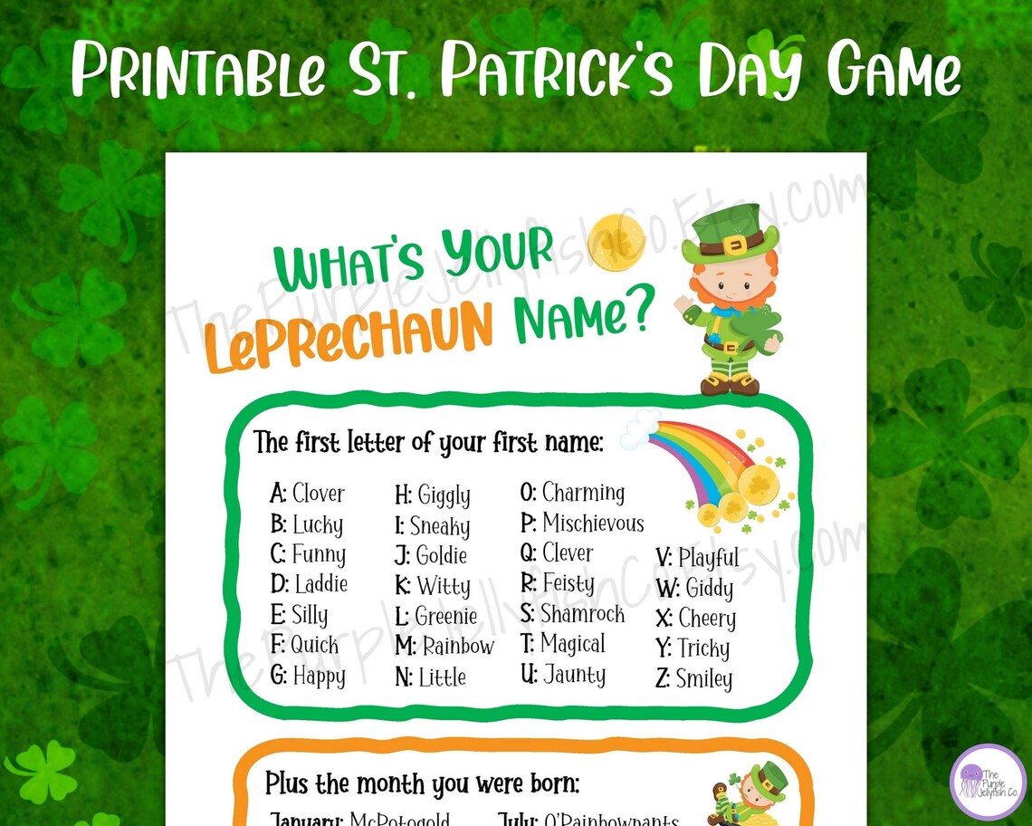 Leprechaun Name Game Printable St. Patrick's Day Game for | Etsy