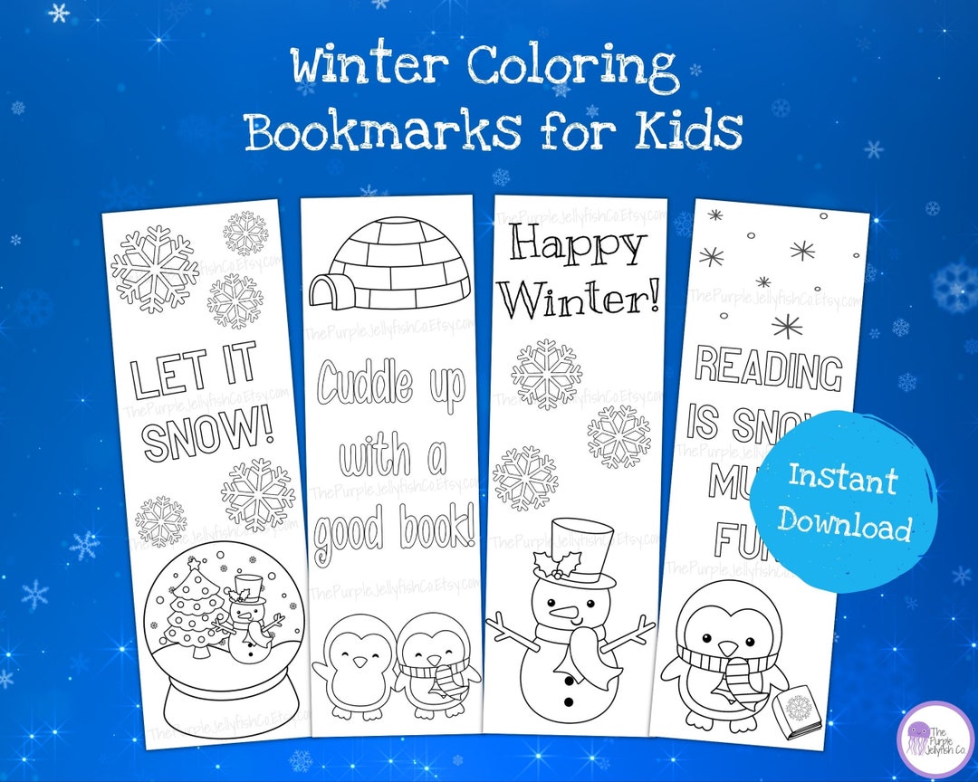 Winter Coloring Bookmark, Color Your Own Bookmarks, Christmas Activity ...