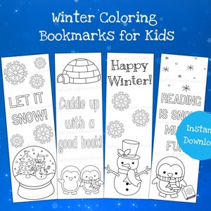 Winter Coloring Bookmark, Color Your Own Bookmarks, Christmas Activity ...