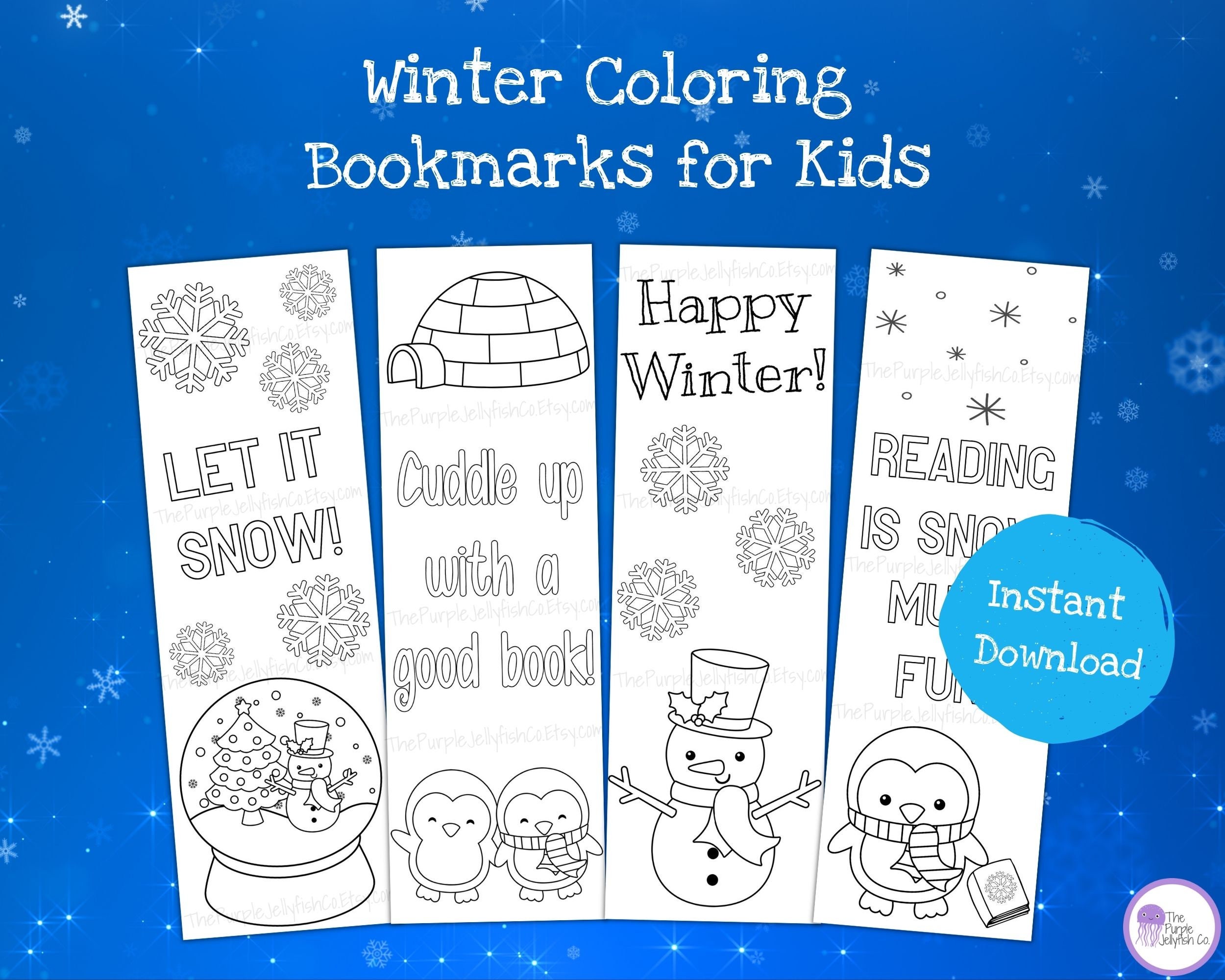 Winter Coloring Bookmark, Color Your Own Bookmarks, Christmas Activity ...
