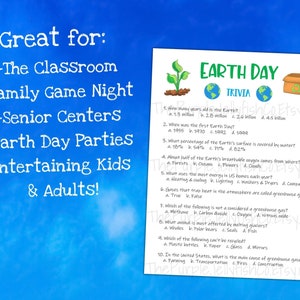 Earth Day Trivia Questions, Printable Earth Day Activity for Kids Teens ...