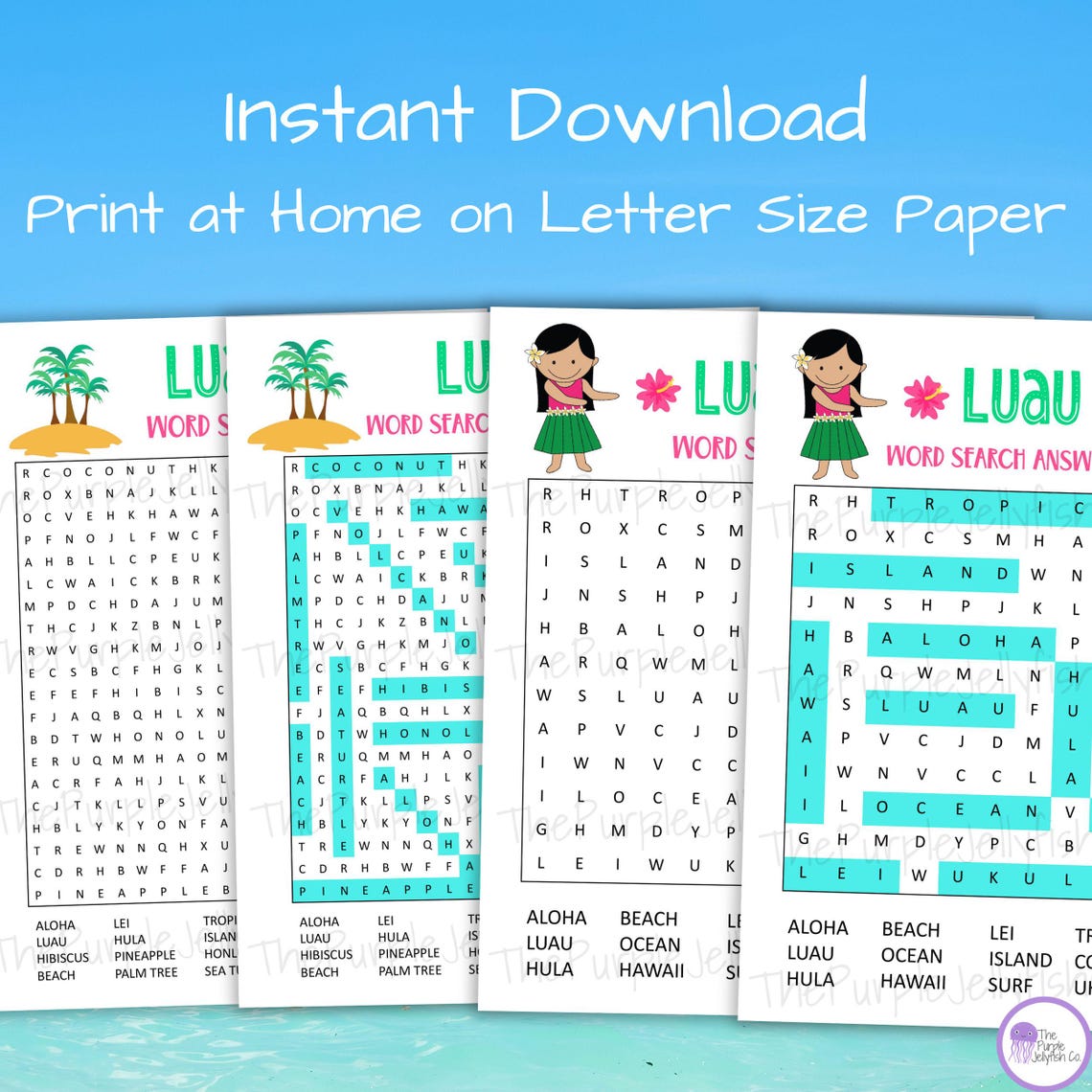 Luau Word Search Puzzles, Hawaiian Games Printable Hawaii Theme ...