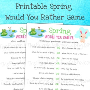 Spring Would You Rather Game, Printable Spring Activity for Kids ...
