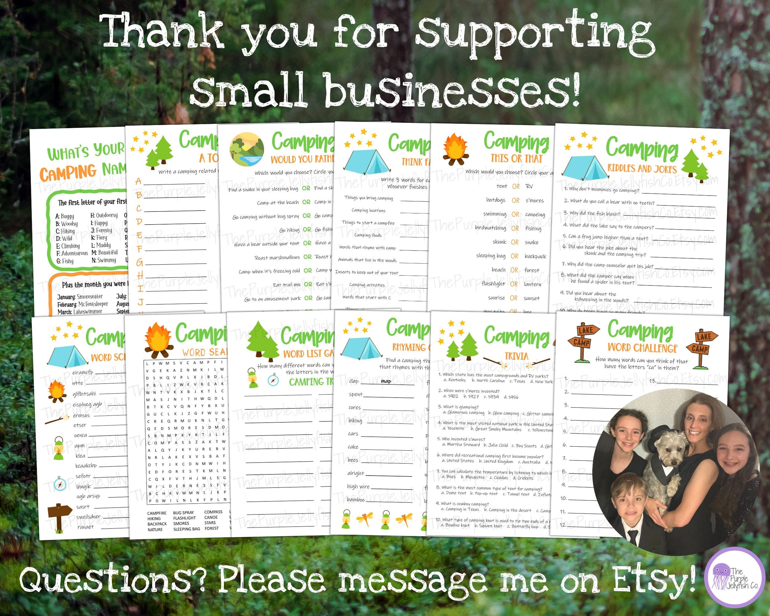 Camping Name Sign & Name Tags Camping Birthday Party Decor - Etsy