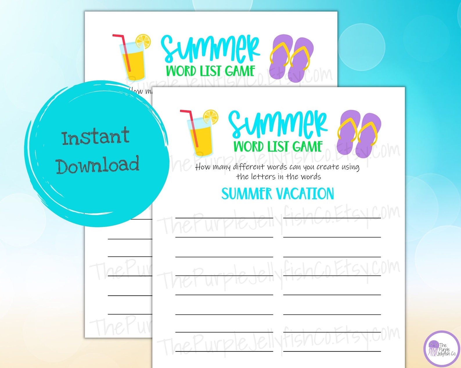 Summer Word Game, Summer Activity for Kids Printable, Summer Party Idea ...