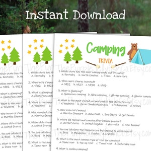 Camping Trivia Game, Camping Game Printable, Trivia Questions, Camping ...