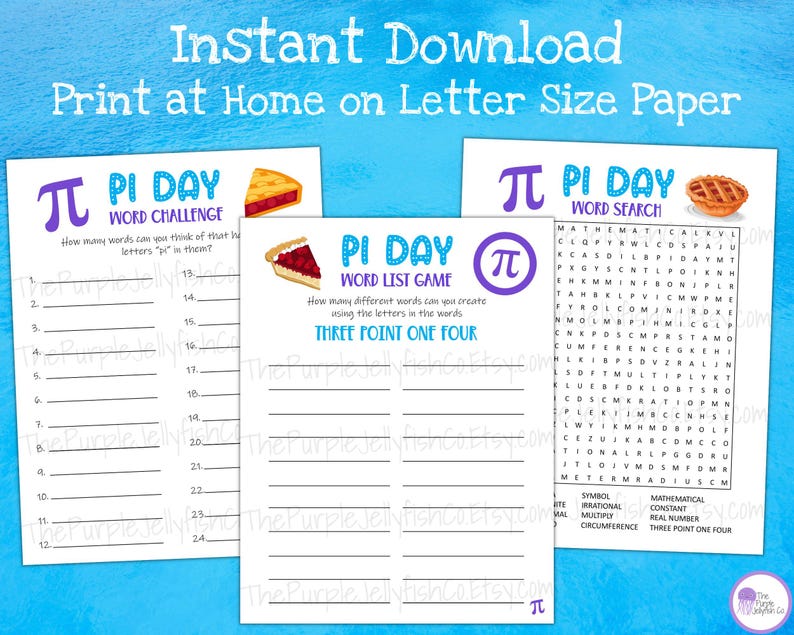 Pi Day Word Games Bundle, Printable Games for Kids, Word Game Printable ...