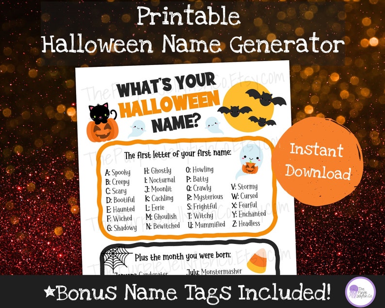 What's Your Halloween Name Game Printable Halloween Party Idea for Kids ...