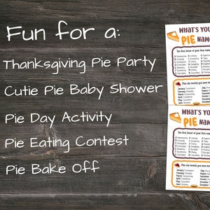 What's Your Pie Name Game Sign + Name Tags, Thanksgiving Pie Party ...