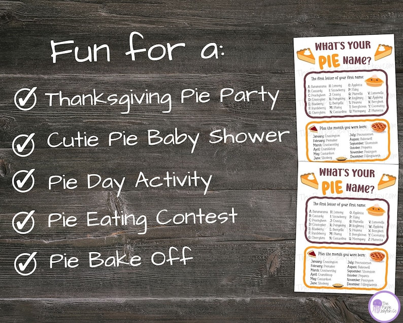 What's Your Pie Name Game Printable Pie Bar Sign & Name Tags ...