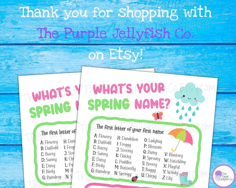 Spring Name Game, Printable Spring Activity for Kids & Adults, Spring ...