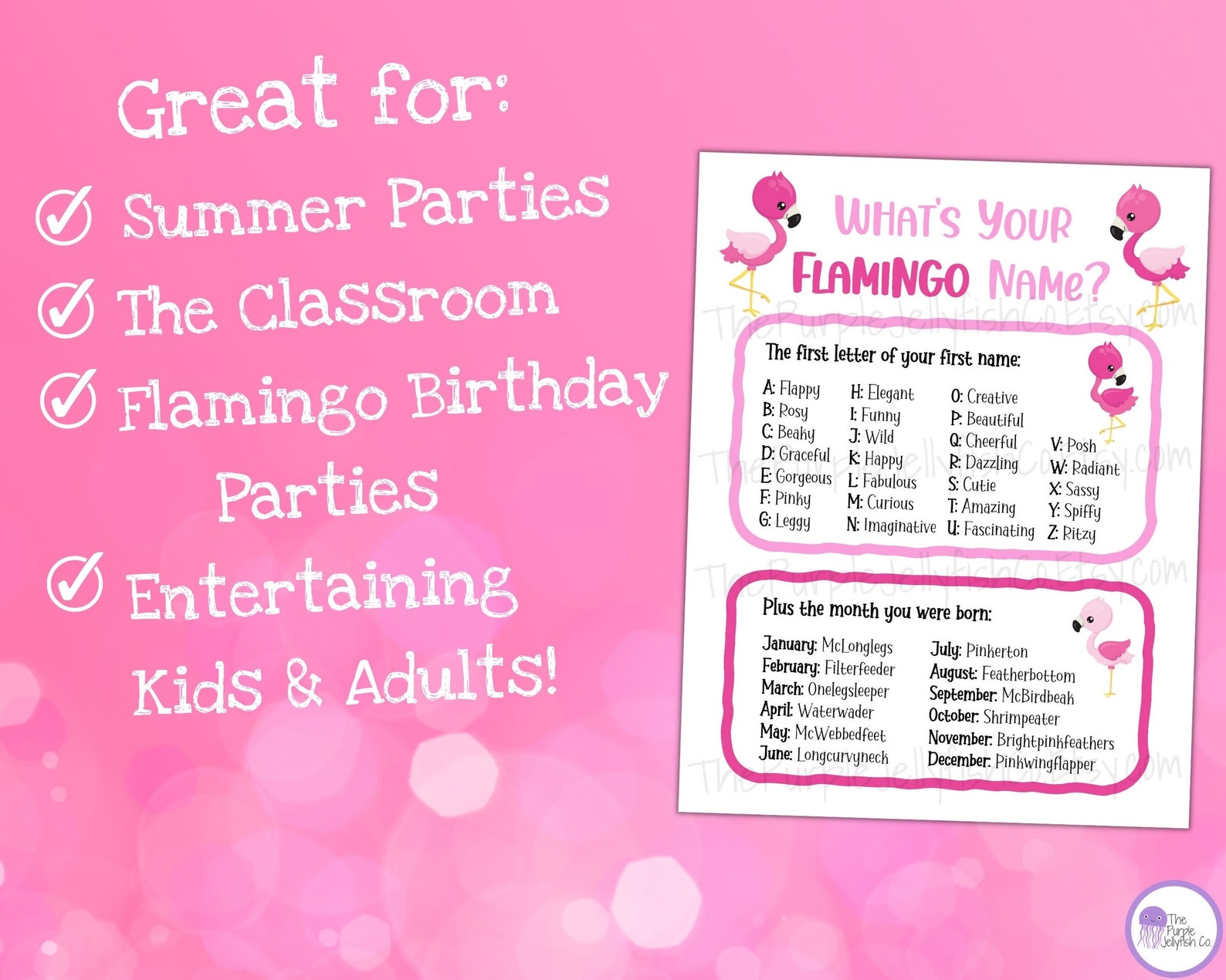 Flamingo Name Game, Printable Flamingo Sign, Summer Activity for Kids ...