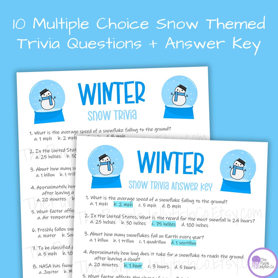 Winter Trivia Game, Winter Party Games, Winter Games for Kids, Winter ...