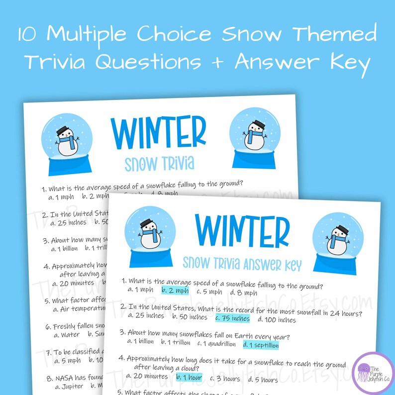 Winter Trivia Game, Winter Party Games, Winter Games for Kids, Winter ...