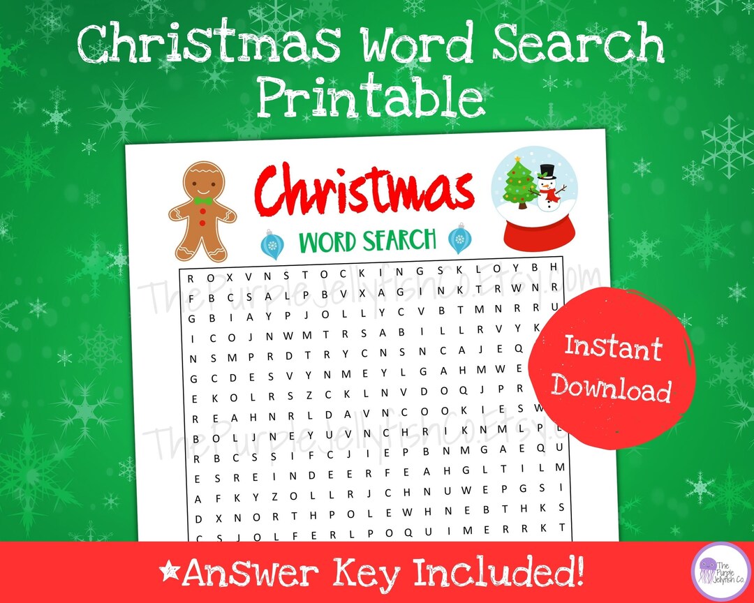 Christmas Word Search, Printable Christmas Game, Holiday Party Game ...