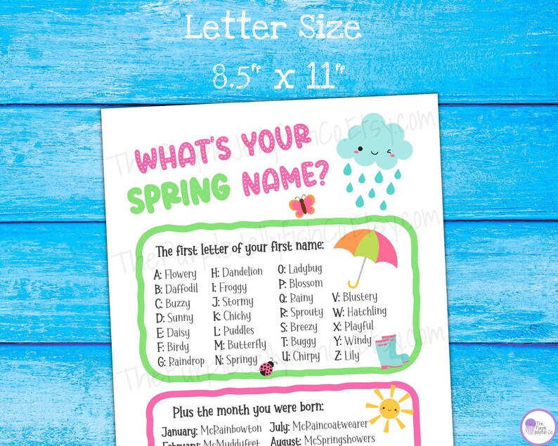 Spring Name Game, Printable Spring Activity for Kids & Adults, Spring ...